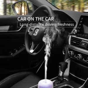 Car Diffusers for Essential Oils, Portable Humidifiers, Office Humidifiers Car Humidifier, 7 Color Car Essential Oil Diffuser, Mini Diffuser Car Oil Diffusers, USB Humidifier for Rooms (White)