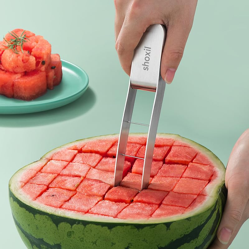 Shoxil Watermelon Cutter Slicer Cut Watermelon Into Cubes Knife Melon Baller for Kitchen Gadgets Useful Cool Tool