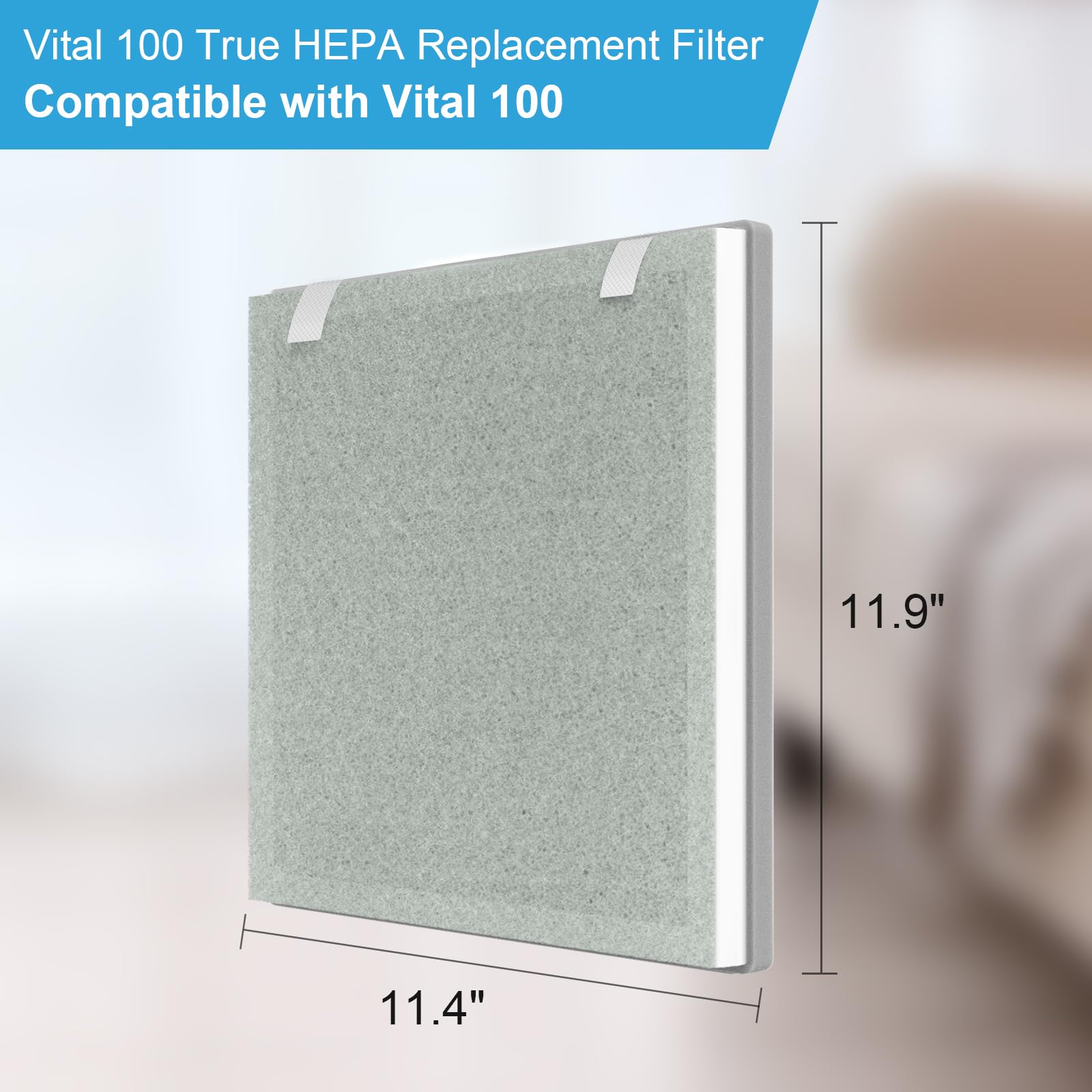 GoKBNY Vital 100 True HEPA Replacement Filter Compatible with Vital 100 Purifier, Part Number Vital 100-RF, Two(2) 3-In-1 HEPA Filters + Four(4) Extra Pre-Filters