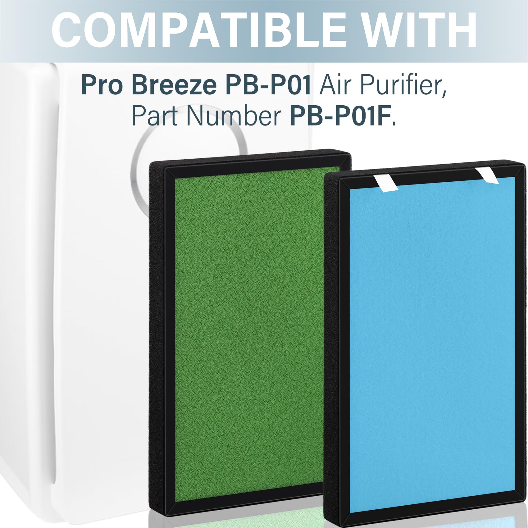 Hfunmo 2 Pack 4-in-1 H13 True HEPA Replacement Filter, Compatible with Pro Breeze Air Purifier PB-P01.