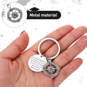 Junkin 6 Pcs Inspirational Keychains Gift, Inspirational Quotes, Go Confidently in the Direction of Your Dreams Compass Key Chain for Employee Appreciation Encouragement Gifts