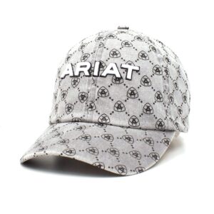 ariat women's grey pattern ponytail cap with hook and loop closure