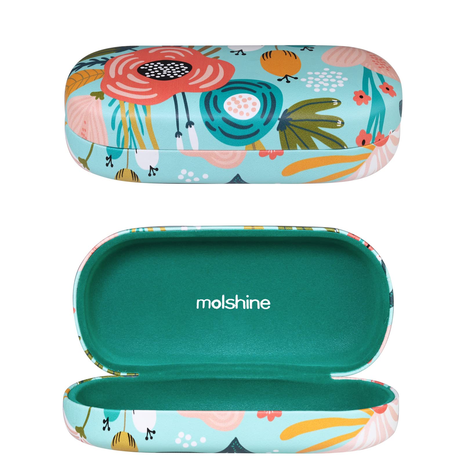 molshine Hard Shell Sunglasses Case,Classic Large Glasses Case for Women Men,Sunglass Eyeglasses (Green)