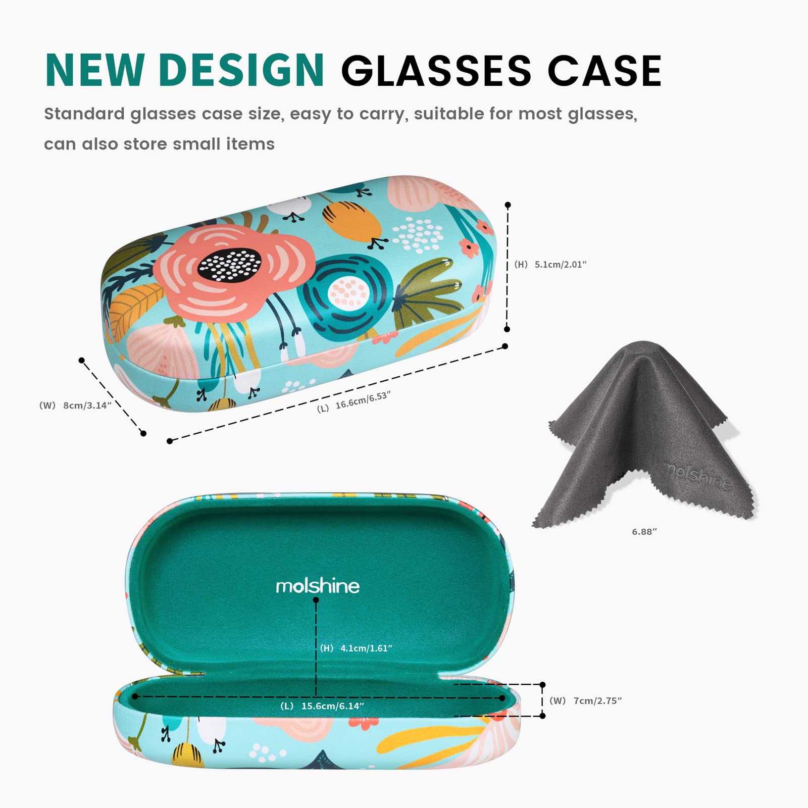 molshine Hard Shell Sunglasses Case,Classic Large Glasses Case for Women Men,Sunglass Eyeglasses (Green)