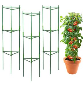 4ft 3-pack tomato cage for garden plant cages, up to 48inch plant supports tomato trellis stakes for potted plants, heavy duty tomato cages cucumber trellis for garden vertical climbing plants flowers