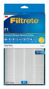 filtrete f1 room air purifier filter, true hepa premium allergen, bacteria, & virus, 12 in. x 6.75 in., 4-pack, works with devices: fap-c01ba-g1, fap-t02wa-g1 and fap-st02n