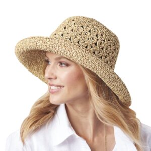 sagefinds packable straw hat for women | wide floppy brim beach cap | foldable for travel | sun protection | summer hat | adjustable interior sizing | large khaki