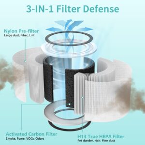 Vista 200 Replacement Filter Compatible for LEVOIT Air Models, 3-in-1 Pre, H13 High-Efficiency Activated Carbon Filtration System, Replace Part# Vista 200-RF, Pack of 2 By Improvedhand