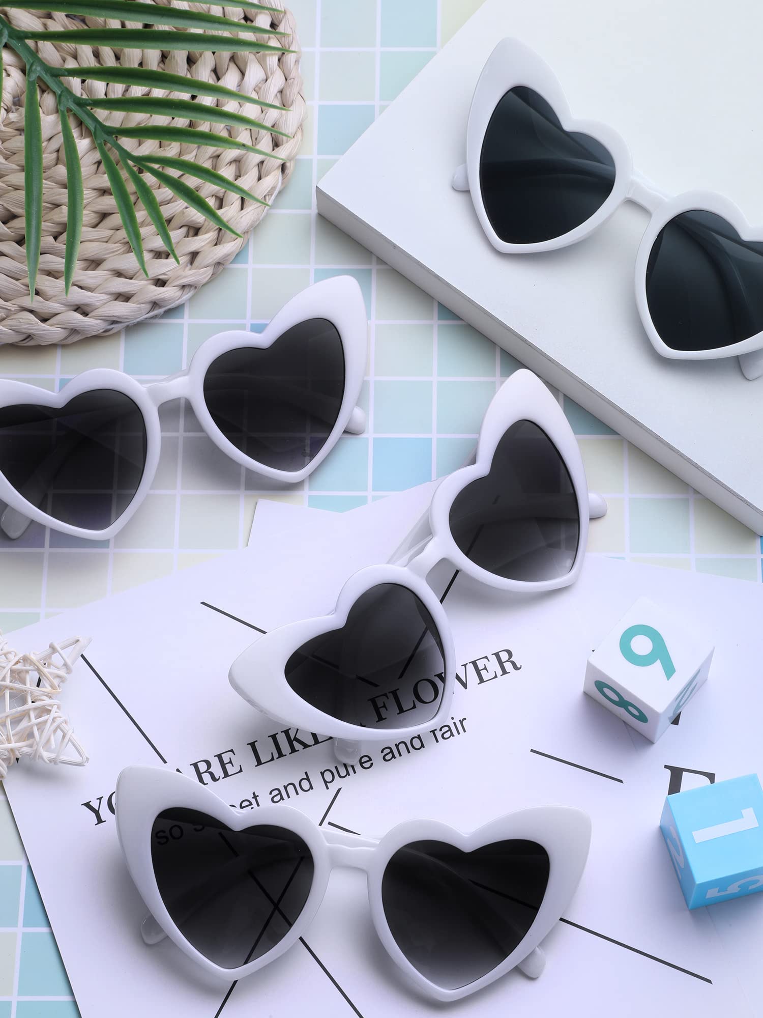 Flutesan 15 Pairs Heart Sunglasses Bachelorette Sunglasses Heart Shaped Sunglasses Bachelorette Party Supplies for Women(White)