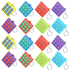 zomiboo 16 pieces tic tac toe keychain tic tac toe party favors tic tac toe valentine plastic key holders for mini backpack clip birthday party gifts, assorted colors