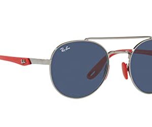 Ray-Ban RB3696M Scuderia Ferrari Collection Round Sunglasses, Gunmetal/Dark Blue, 51 mm