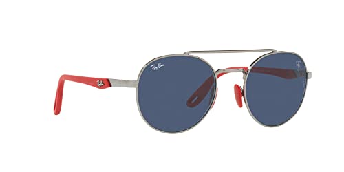 Ray-Ban RB3696M Scuderia Ferrari Collection Round Sunglasses, Gunmetal/Dark Blue, 51 mm