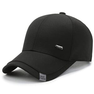 talajee mens women cotton baseball cap summer adjustable dad hat plain black trucker hat golf low profile hat (black)