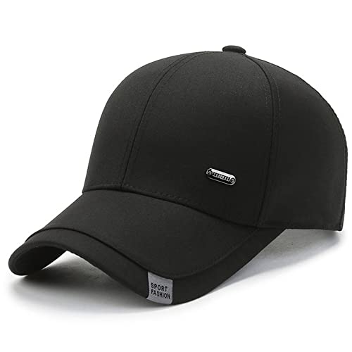 talajee Mens Women Cotton Baseball Cap Summer Adjustable Dad Hat Plain Black Trucker Hat Golf Low Profile Hat (Black)