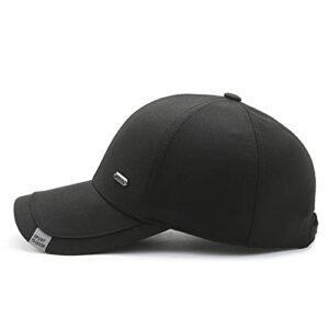 talajee Mens Women Cotton Baseball Cap Summer Adjustable Dad Hat Plain Black Trucker Hat Golf Low Profile Hat (Black)