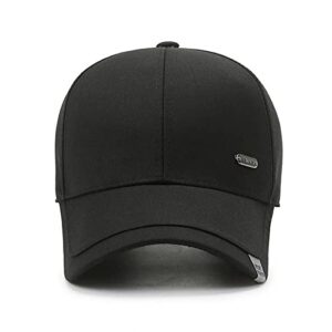 talajee Mens Women Cotton Baseball Cap Summer Adjustable Dad Hat Plain Black Trucker Hat Golf Low Profile Hat (Black)