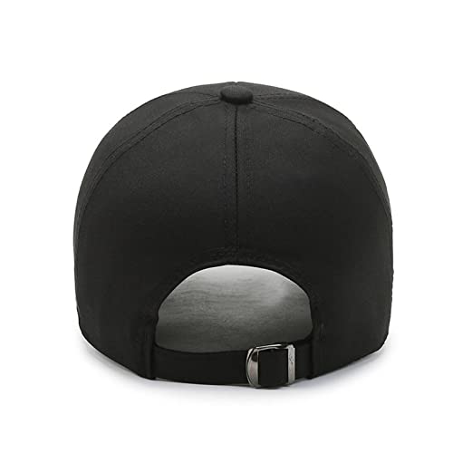 talajee Mens Women Cotton Baseball Cap Summer Adjustable Dad Hat Plain Black Trucker Hat Golf Low Profile Hat (Black)