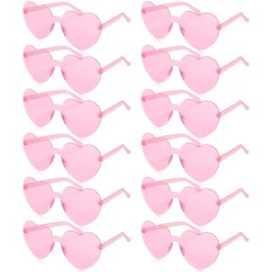 funupup 12 pairs heart shaped sunglasses bulk rimless heart shaped glasses for women bachelorette party