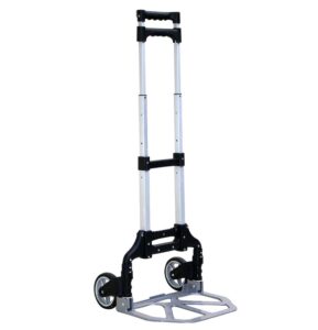 lmkopuer folding hand truck 180lbs, portable aluminum luggage hand cart, dolly push cart trolley cart with wheels for travel, moving and office use