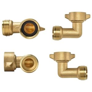 SICILAMIU 2Pcs 90 Degree Garden Hose Elbow, 3/4" Solid Brass Water Hose Connectors and Fittings Heavy Duty Hose Pipe Adapter with Pressure Washers for RV Water Hookups Residential Outdoor Faucets