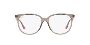 ray-ban women's rx4378v square prescription eyewear frames, transparent grey/demo lens, 52 mm