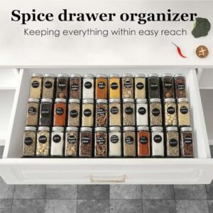 Famhap Spice Drawer Organizer, 6 Pack Drawer Seasoning Organizer Expandable from 11.6" to 23.2" Seasoning Rack Tray Insert for Kitchen Drawers, Spice Rack Tray for Drawer/Countertop (Black)