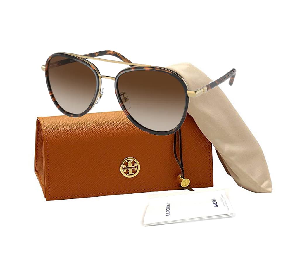 Tory Burch TY6089 330413 57MM Dark Tortoise/Brown Gradient Aviator Sunglasses for Women + BUNDLE With Designer iWear Eyewear Kit