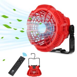 hiesuan for milwaukee 18v fan portable camping fan with lantern, remote, 3 speed brightness, 4h timer, hook rechargeable cordless jobsite small personal fan for milwaukee 18v m18 li-ion battery