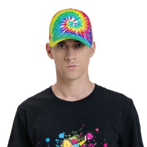 BCQJNB Tie Dye Rainbow Baseball Cap Snapback Hats Adjustable Trucker Hat for Men Women