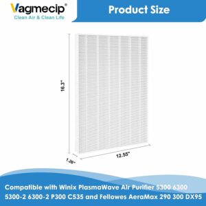 Vagmecip 115115 Size 21 Replacement Filter A Compatible with Winix C535, Winix PlasmaWave 5300, 6300, 5300-2, 6300-2, P300 Plasma wave Air Purifier, True HEPA Filter - 4 Pack