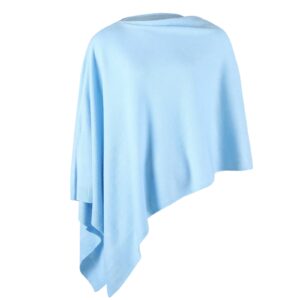 women ponchos sweater versatile lightweight solid knitted shawl wrap scarf cape accessories for womens sky blue