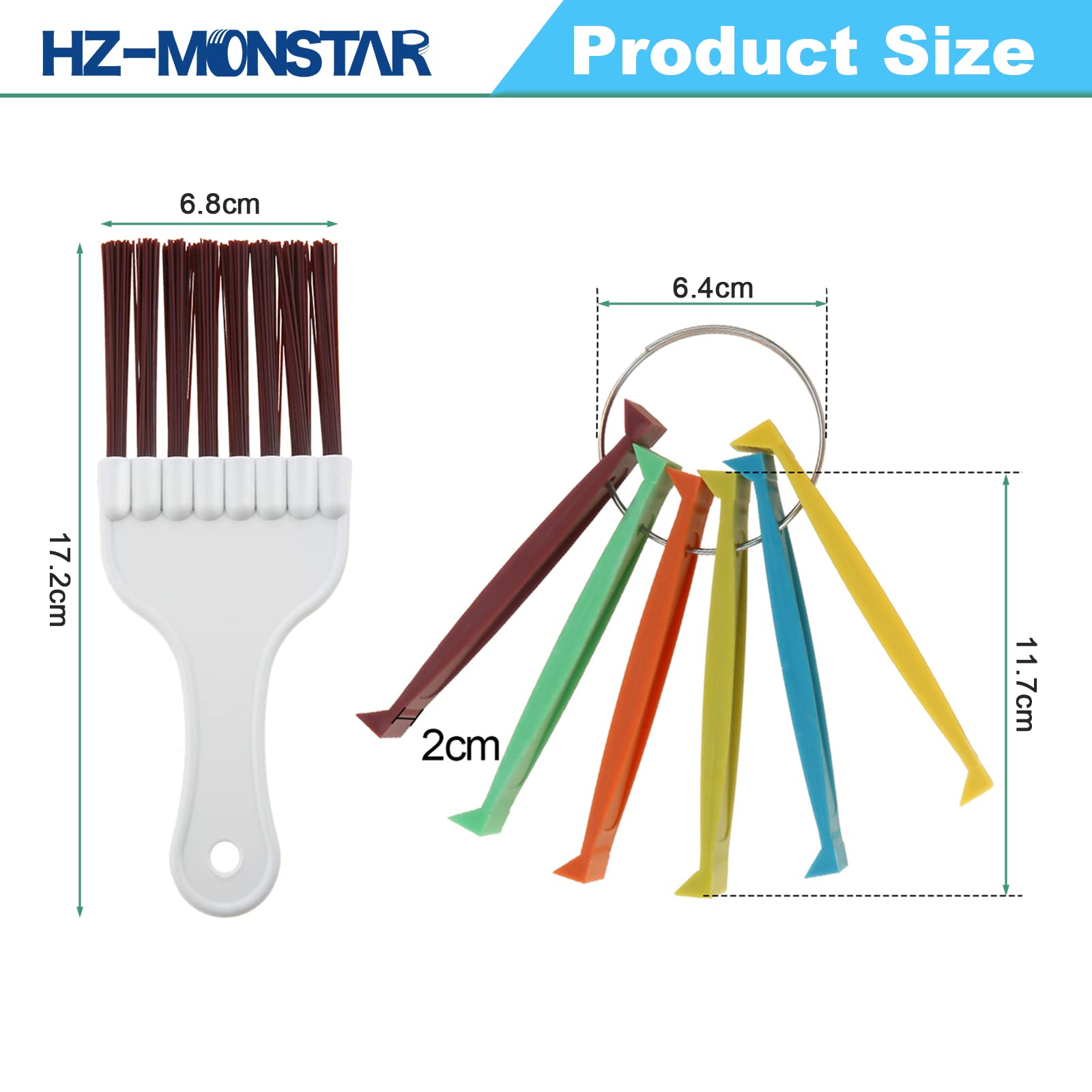 HZ-MONSTAR 2Pcs Air Conditioner Condenser Fin Comb Set, FCR6 Ring Fin Comb and Air Conditioner Condenser Brush, Condenser Fin Comb Brush Repair Tool, Straighten Evaporator Condenser for Condenser Coil