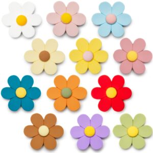 sunurs 3d flower cute fridge magnets for locker, colorful strong decorative funny refrigerator magnets for whiteboard, kitchen, and office (large & 12 pieces)