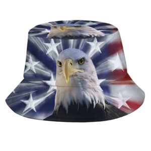 bald eagle and american flag bucket hats fashion sun cap packable 4th of july fisherman hat for women men summer travel hat