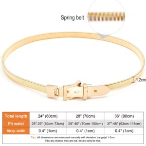 Glamorstar 2 Pieces Metal Stretch Elastic Waist Belt Skinny Thin Belt for Women Dress Set 7-Gold Silver