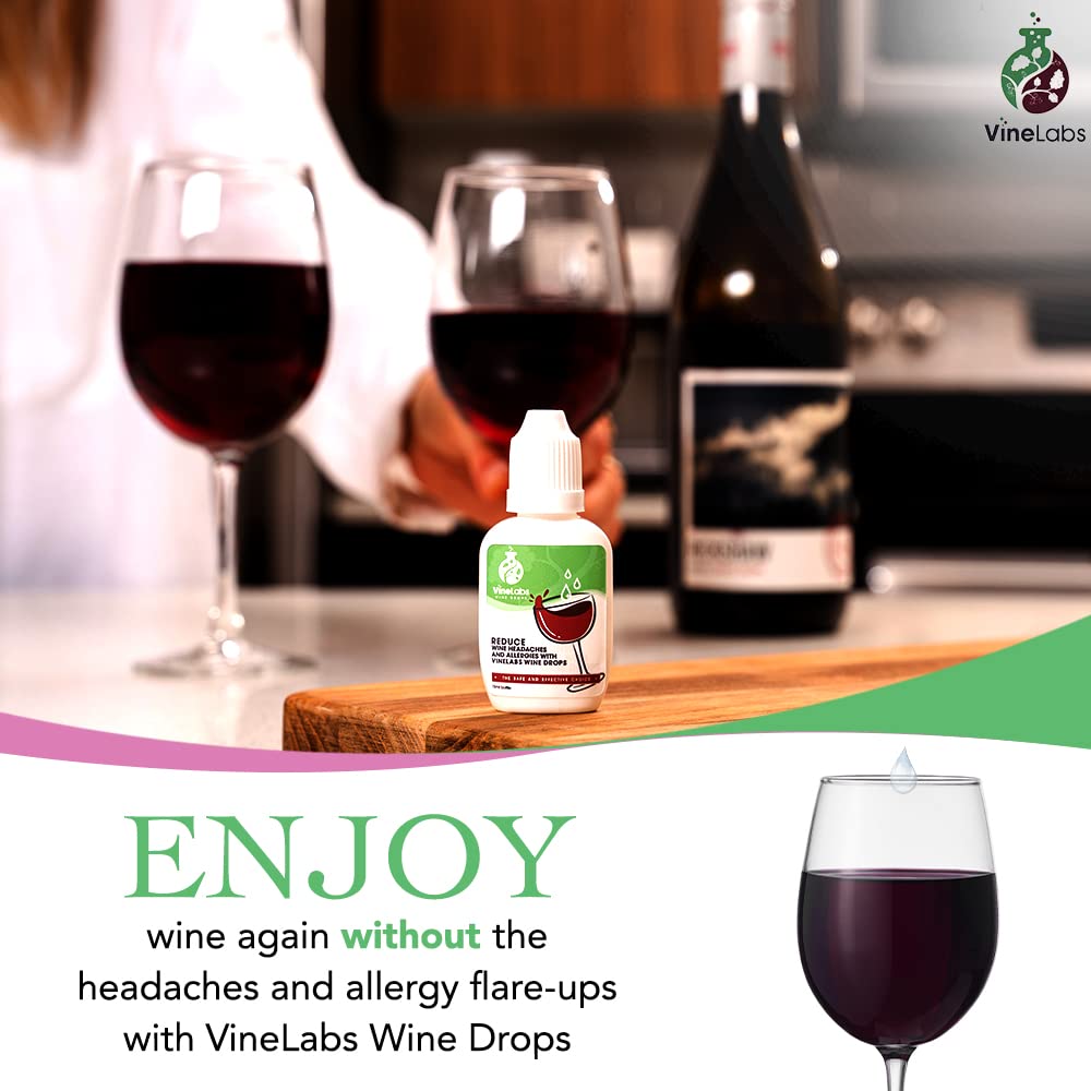 VineLabs Sulfite Removing Wine Drops, Odorless and Tasteless Purifier for Red and White Wines, Natural Headache Reducer, Made in the USA