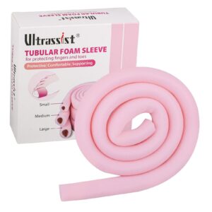 ultrassist toe sleeve with overlap small size 5/8" inner diameter 36" roll, sponge toe protectors for blisters, bunions, corns