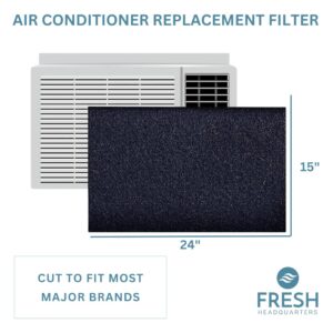 2 Pack Cut to Fit Foam Replacement Filter - 24 in x 15 in x 1/4 in Washable and Reusable for AC Window Unit, Air Purifier, Range Hood, Vent and More