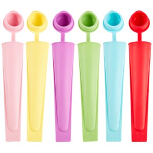 6 pcs popsicles molds, silicone ice pop molds for kids, reusable freezer pop tubes, multi-color ice pop mold, frozen ice popsicle maker with iid