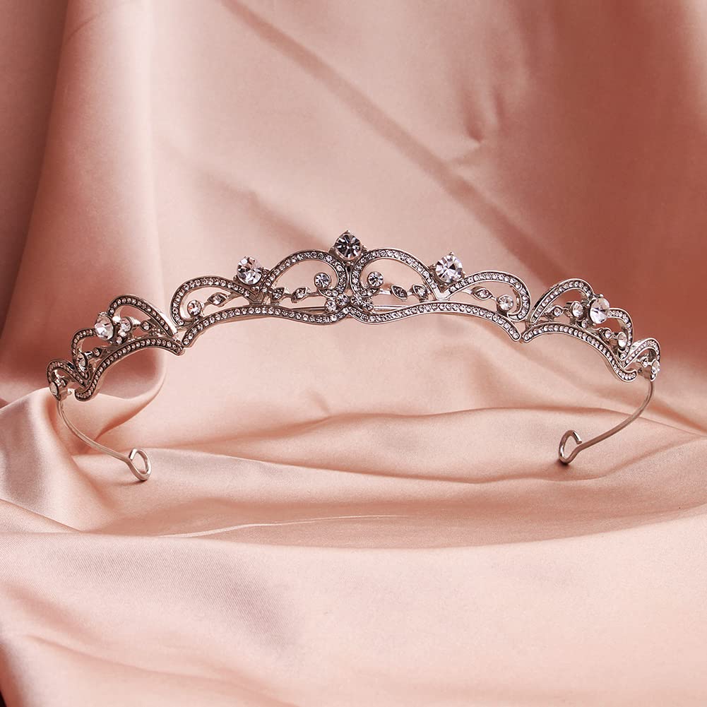 Uongeod Rhinestone Crown Crystal Bridal Tiara Princess Crown Birthday Crown Tiaras and Crowns for Women and Girls-Silver