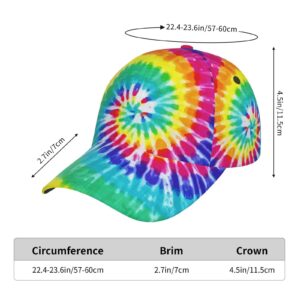 BCQJNB Tie Dye Rainbow Baseball Cap Snapback Hats Adjustable Trucker Hat for Men Women