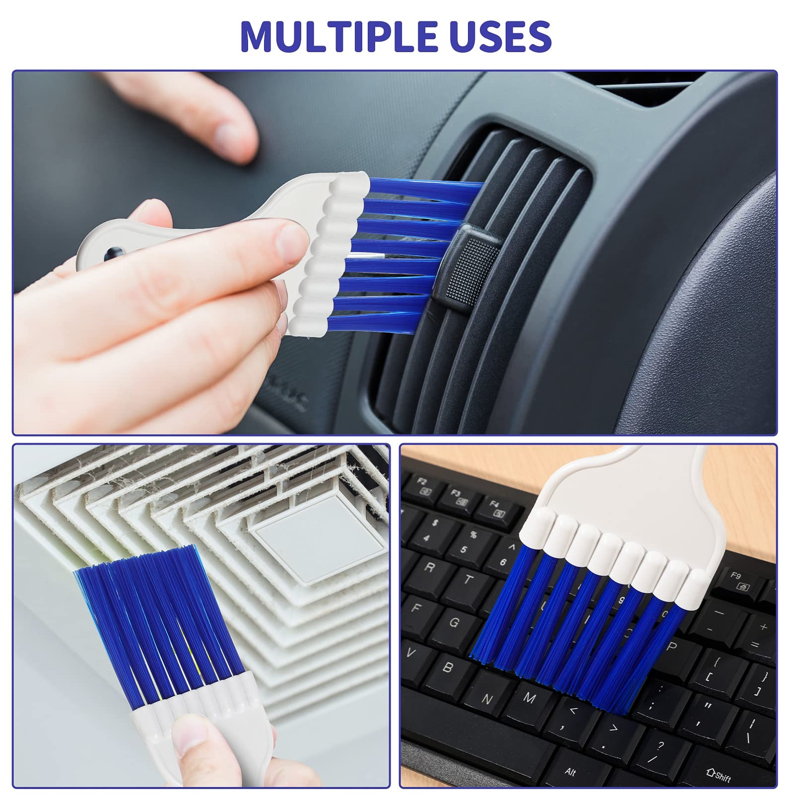 4 Packs Air Conditioner Condenser Cleaning Brush Refrigerator Coil Brush HVAC Coil Cleaner Brush Small Plastic Whisk Brush (Blue)