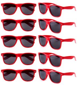 julyglass adult party sunglasses bulk square sunglasses red sunglasses party favors 10 pack retro party glasses