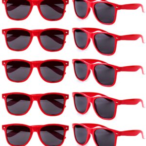 JULYGLASS Adult Party Sunglasses Bulk Square Sunglasses Red Sunglasses Party Favors 10 Pack Retro Party Glasses