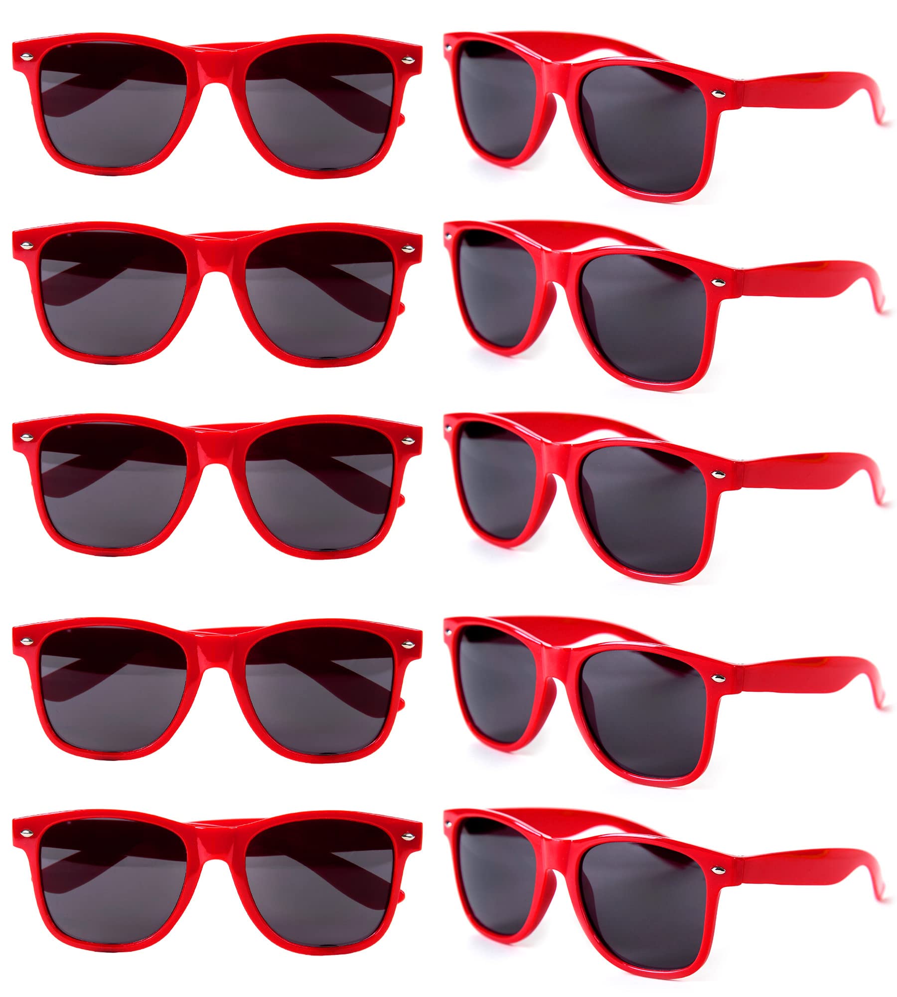 JULYGLASS Adult Party Sunglasses Bulk Square Sunglasses Red Sunglasses Party Favors 10 Pack Retro Party Glasses