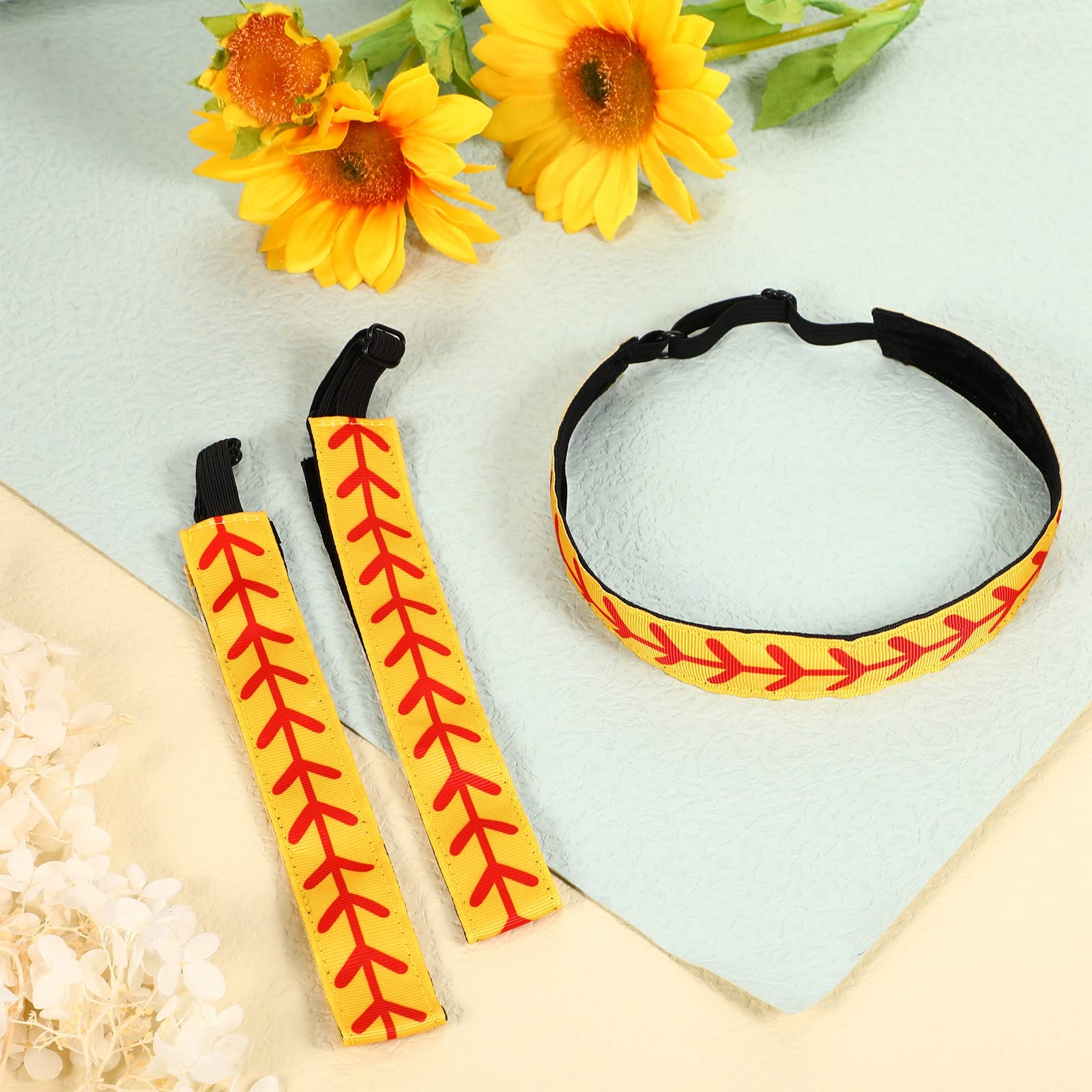 6 Pieces Elastic Baseball Headbands - No Slip, Adjustable Hair Accessories for Sports, Workout, and Teen Girls