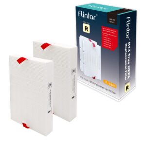 flintar h13 true hepa replacement filter r, compatible with honeywell air purifier hpa300, hpa200, hpa 100 and hpa 5000 series, hrf-r2 (2 hepa filters)