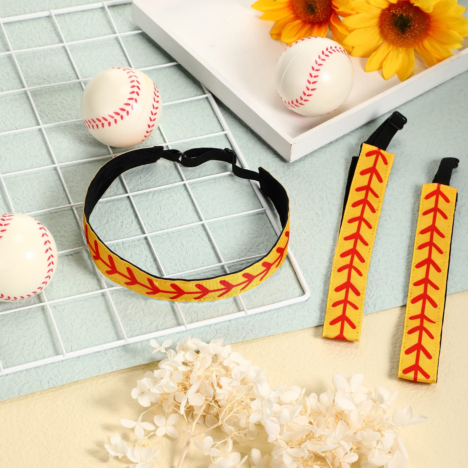 6 Pieces Elastic Baseball Headbands - No Slip, Adjustable Hair Accessories for Sports, Workout, and Teen Girls