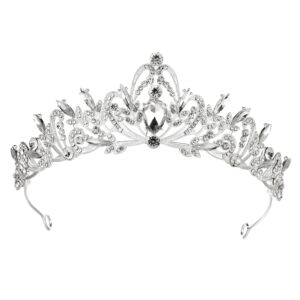 kamirola crystal crowns and tiaras headband for girl or women birthday party wedding prom bridal christmas valentine mother's daytr20 (silver)