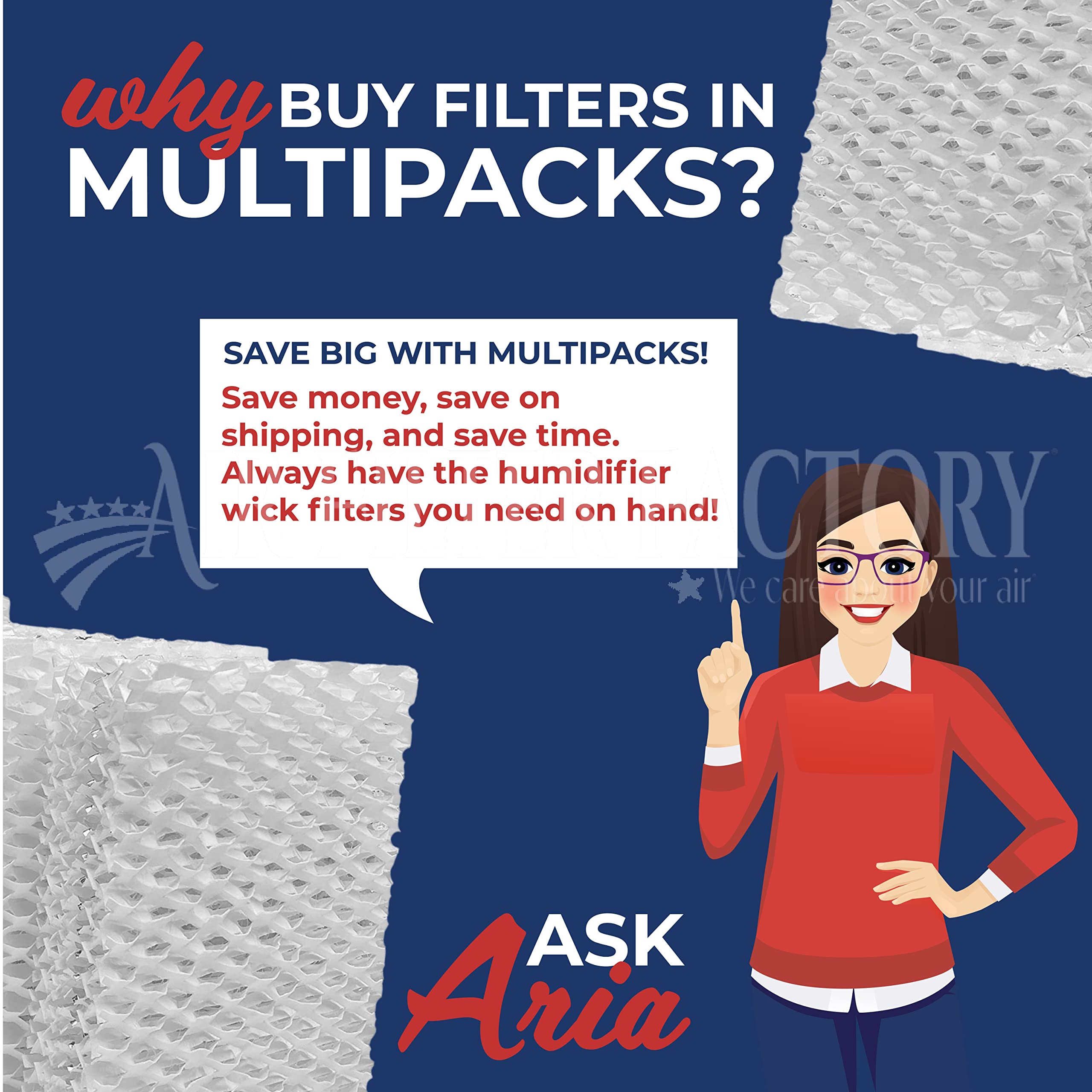 Air Filter Factory Replacement For MDH-0103JB Mainstays Humidifier Wick Filter 2-Pack